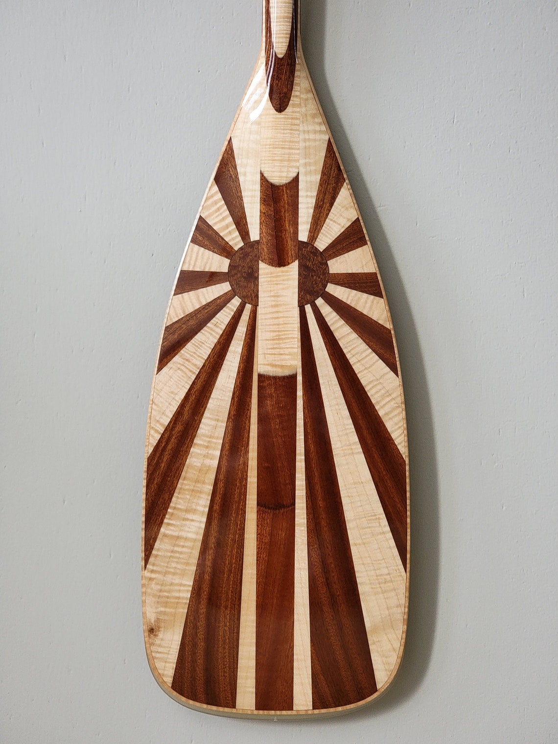 Canoe Paddle, 5 Degree, Single-bend S-blade "sunrise", Sapele and Curly ...