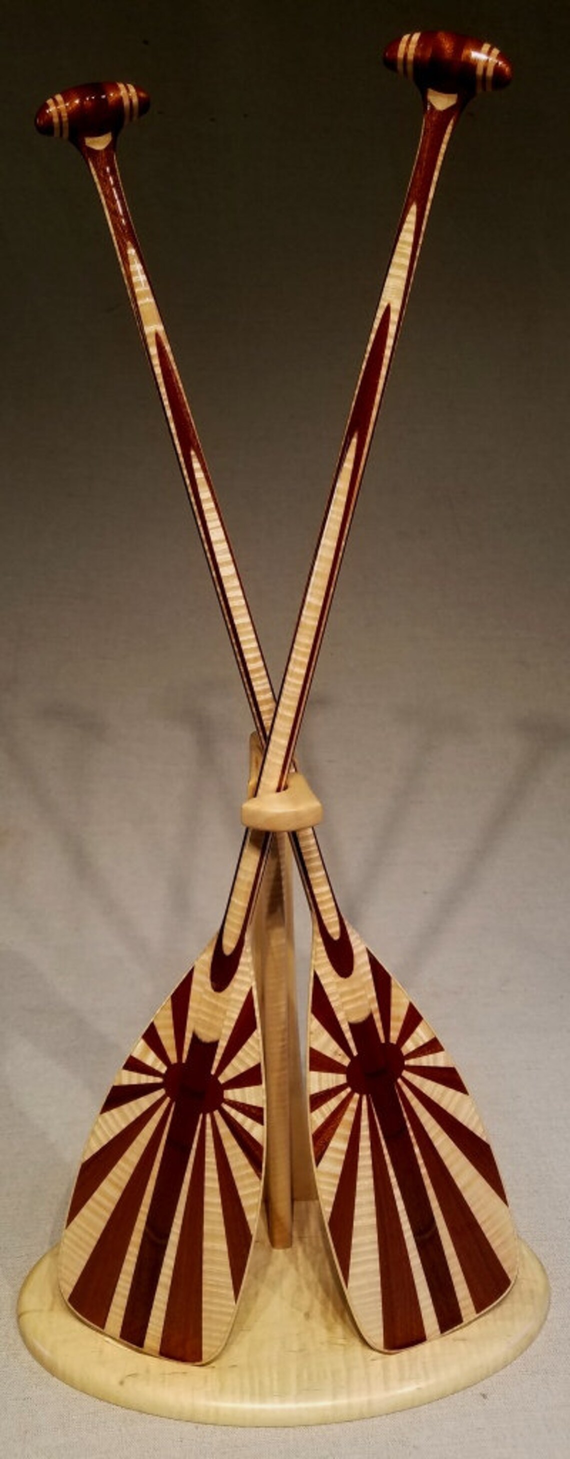 1/2 Scale Wooden Canoe Paddles, "sunrise" Design, Matched Pair, With ...