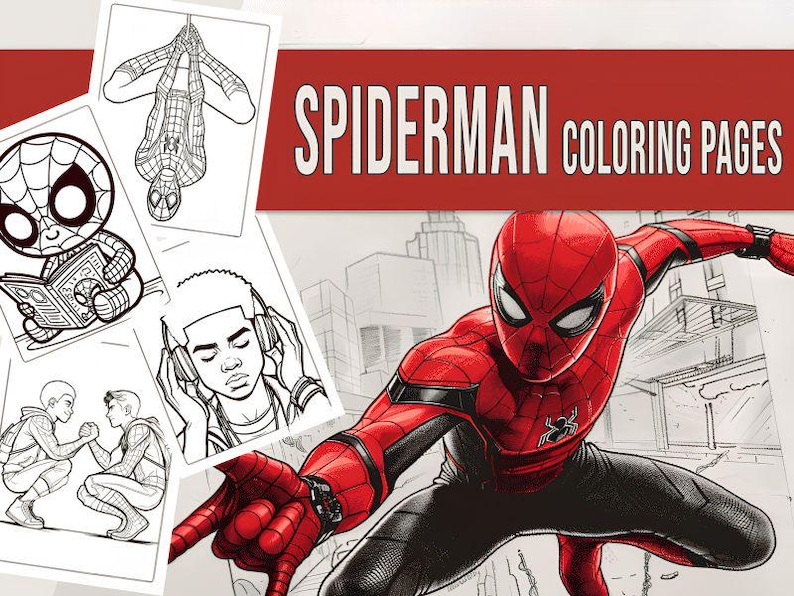 Spider-man Coloring Pages for Kids, Action-packed Fun Book (digital ...