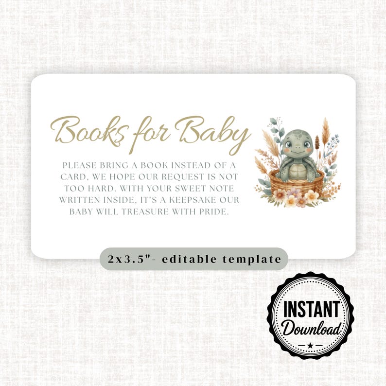 Turtle Baby Shower Bundle Canva Template, Boho Baby Shower Printable ...