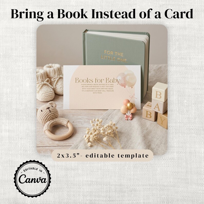 Diaper Raffle & Books for Baby Cards Editable Canva Template, Neutral ...