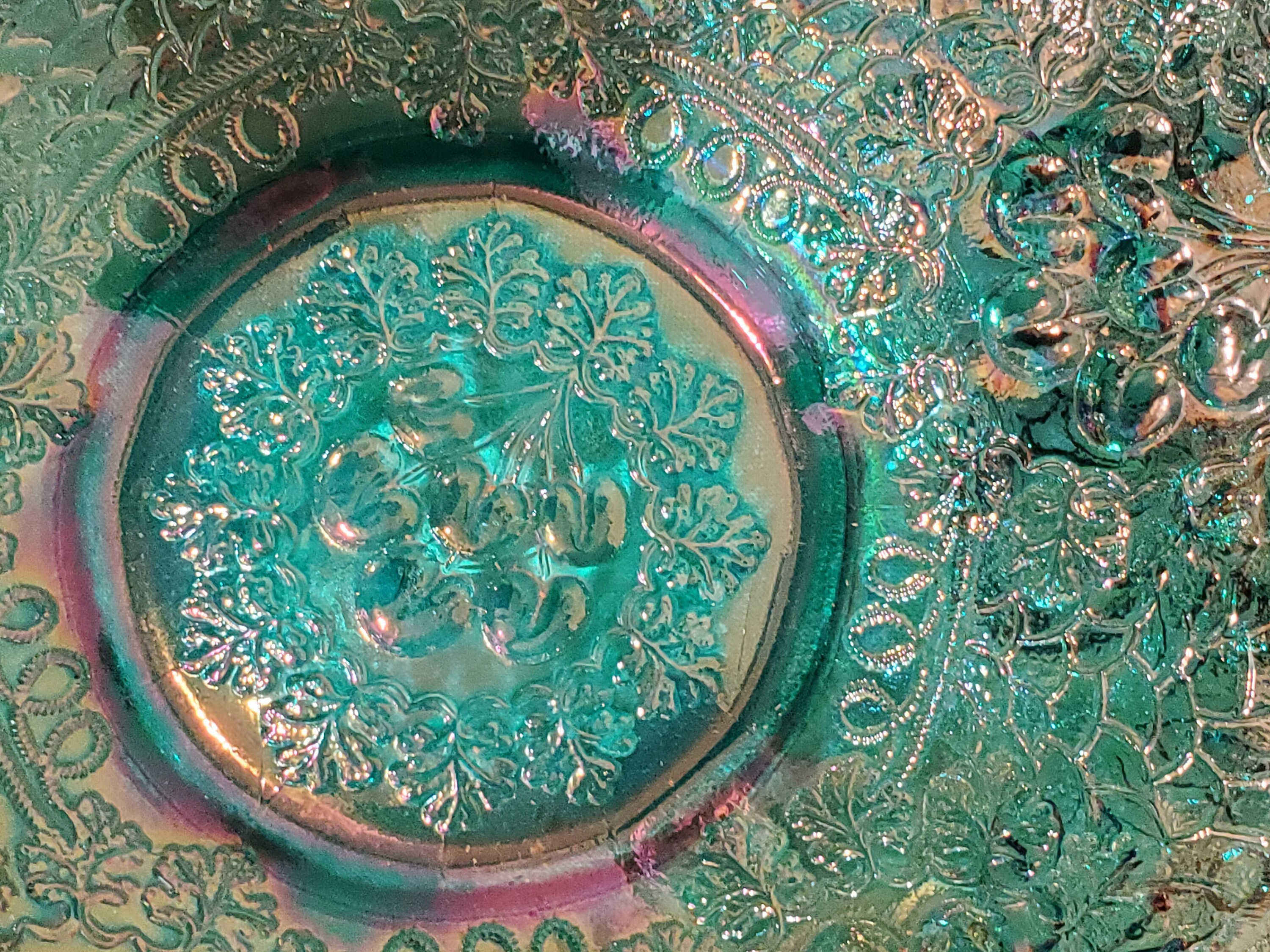 Fenton Blue Carnival Glass Bowl Cherry Chain W/ Orange Tree Patterns - Etsy