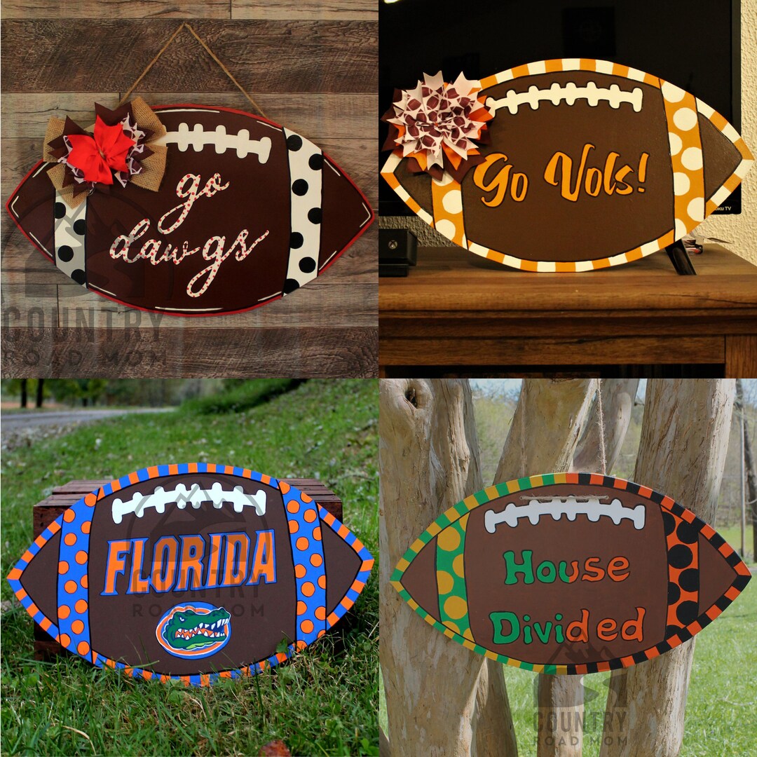 Custom Football Sign Door Hanging Plaque Hand Painted Wood Door Hanger ...