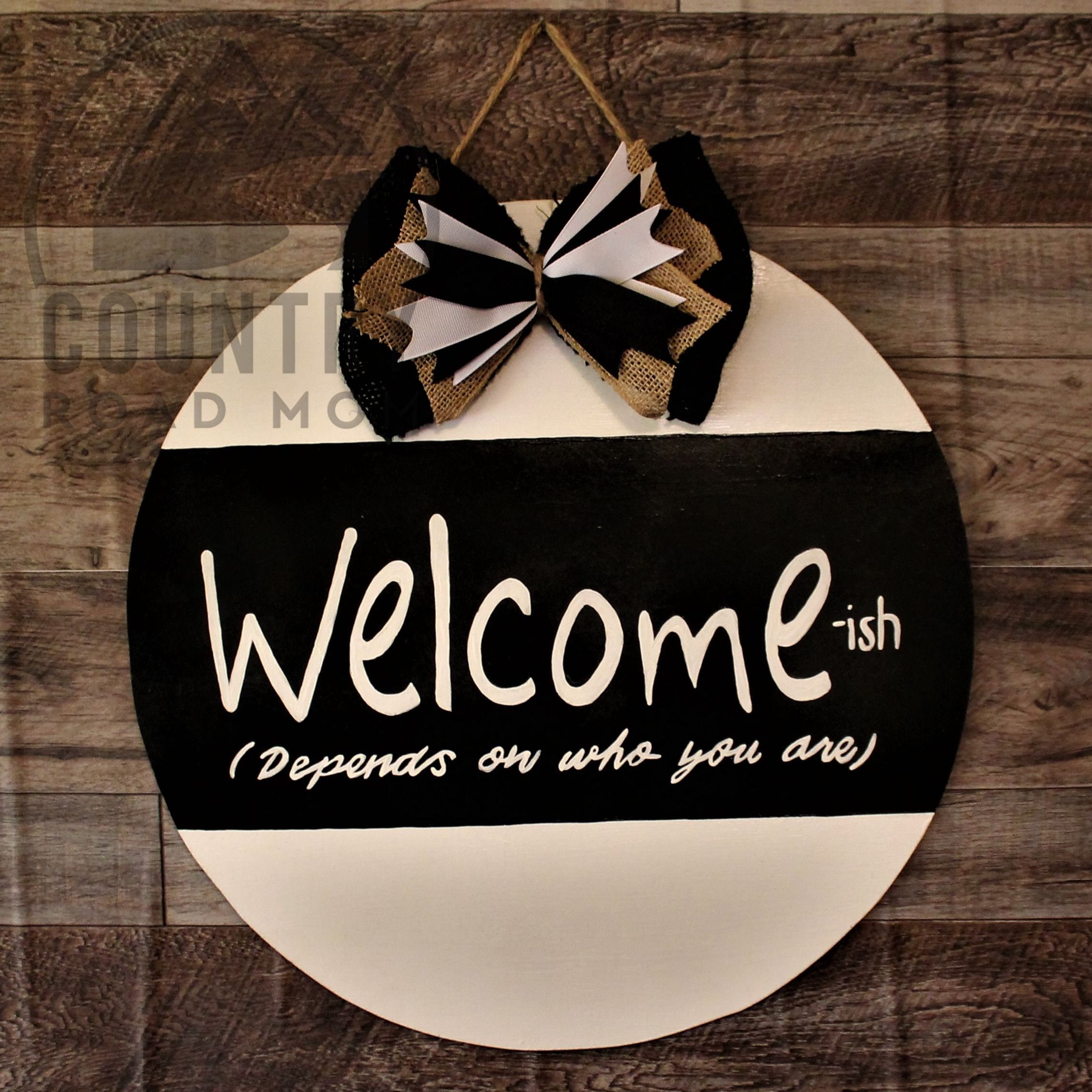 Circular Welcome-ish Welcome Sign Wall Door Hanging Plaque Hand Painted ...