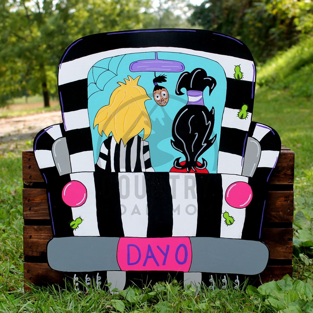 Black and White Truck Sign Wall Door Hanger Plaque Hand Painted Wooden ...