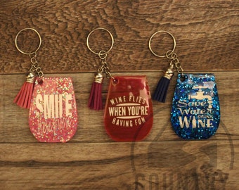 Wine Glass Keychains | Etsy
