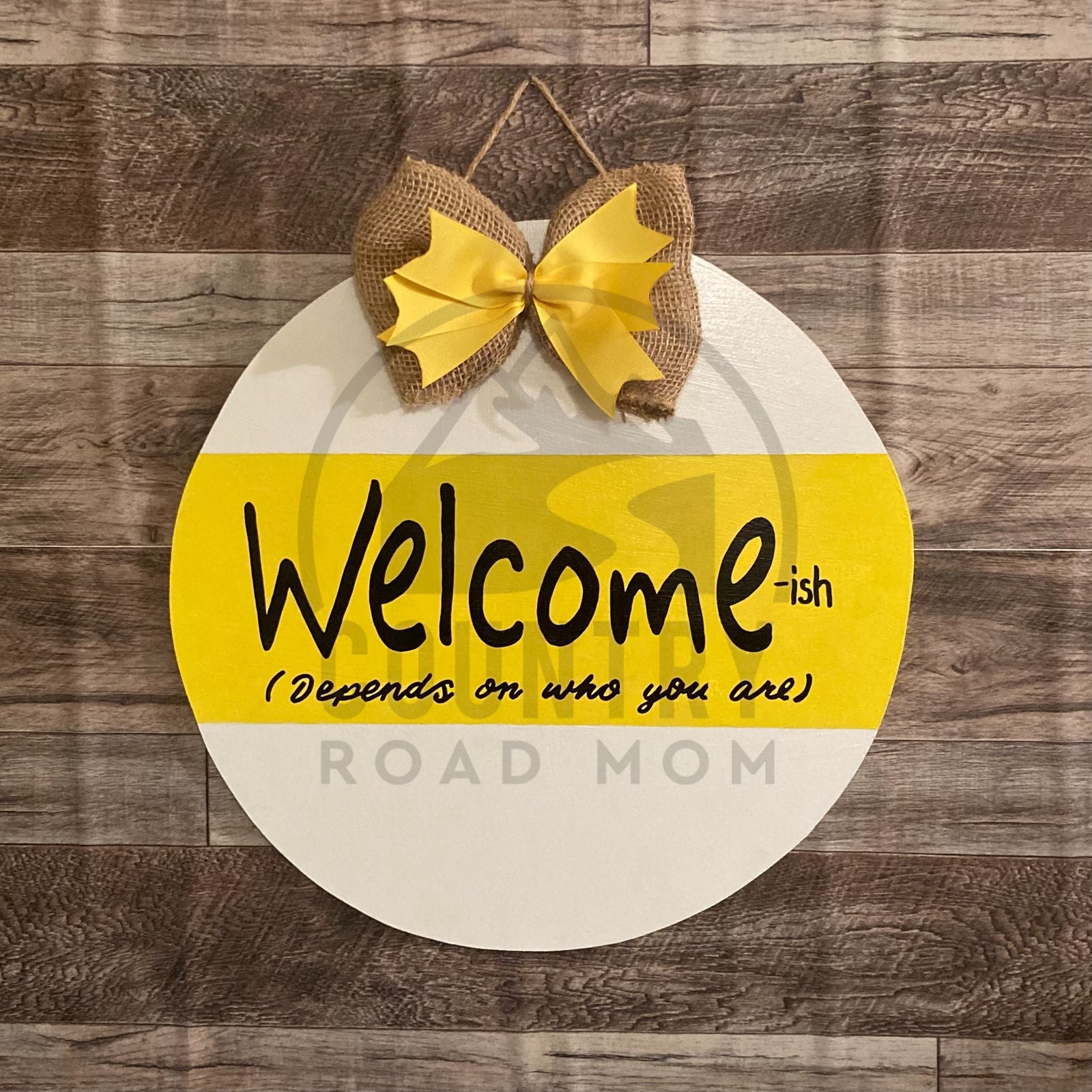 Circular Welcome-ish Welcome Sign Wall Door Hanging Plaque Hand Painted ...