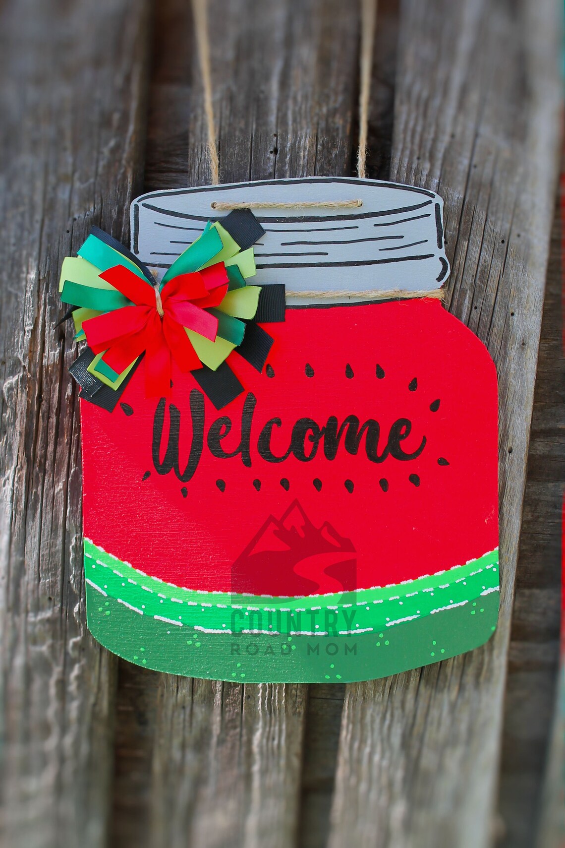 Watermelon Welcome Mason Jar Sign Wall Door Hanging Plaque | Etsy