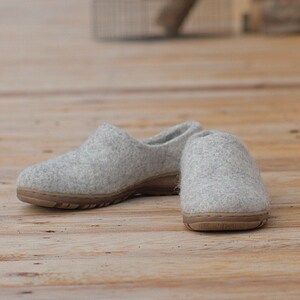 Beige Felt Wool Shoes Felted Boiled Wool Clogs - Etsy