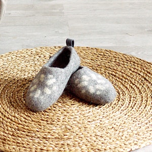 Felted Wool Clogs Grey Lithuanian Star - Handmade Organic Wool Felt ...