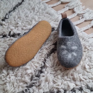Felted Wool Clogs Grey Lithuanian Star - Handmade Organic Wool Felt ...