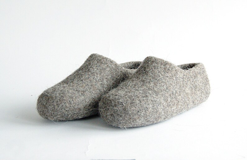 Children Felted Organic Wool Clogs Just Grey Felted Kids - Etsy