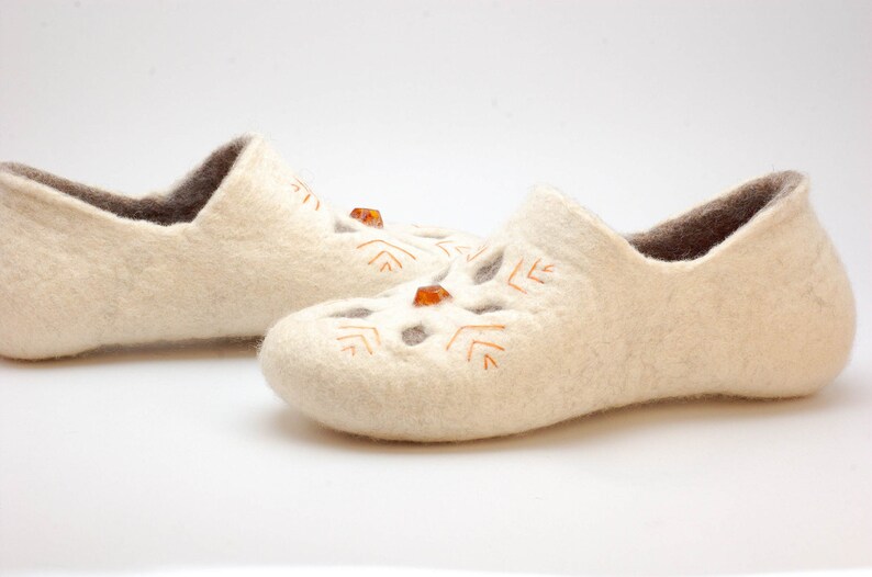 Felted Wool Clogs Baltic Amber Felt Slippers White Grey Gold - Etsy