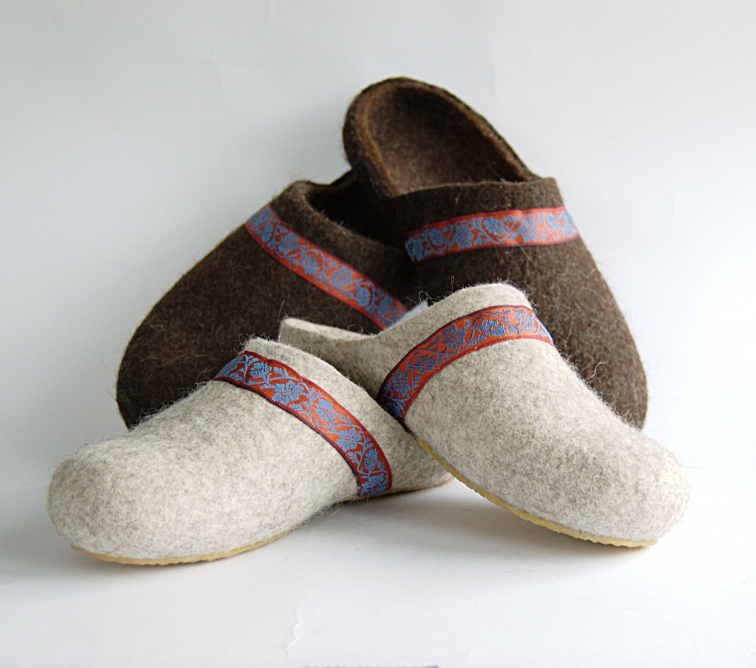 Set of 2 Handmade Eco Friendly Felted Slippers From Natural Wool ...