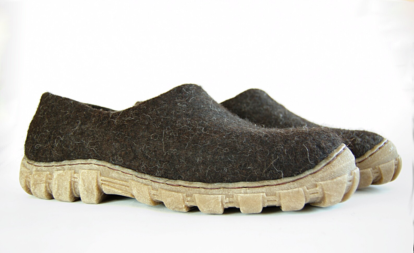 Felt Wool Outdoor Shoes in Grey With Sturdy Rugged Rubber - Etsy