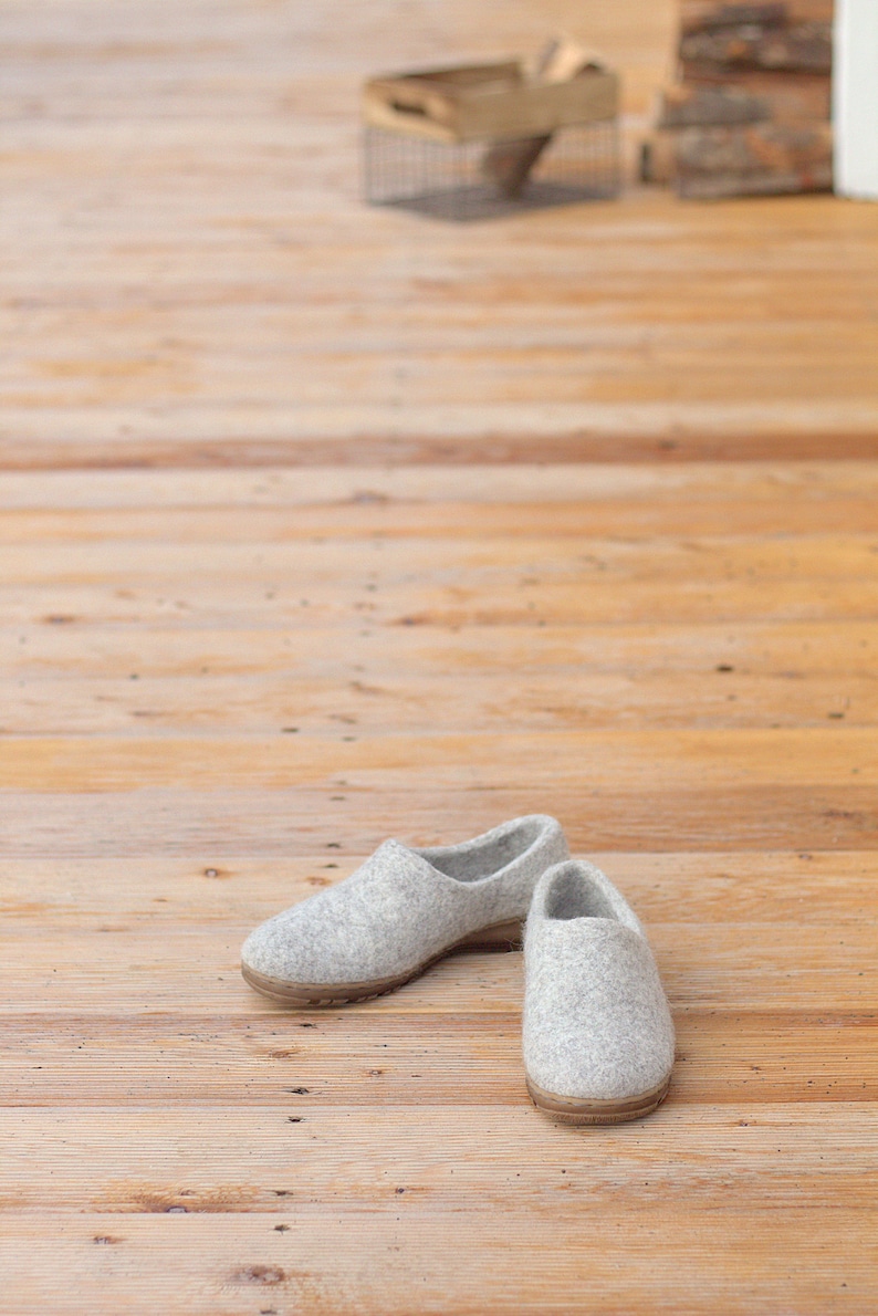Beige Felt Wool Shoes Felted Boiled Wool Clogs | Etsy