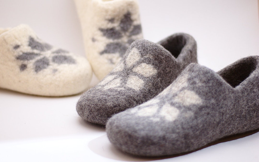 Felted Wool Clogs Set of 2 Pair - Handmade Natural Organic Wool ...