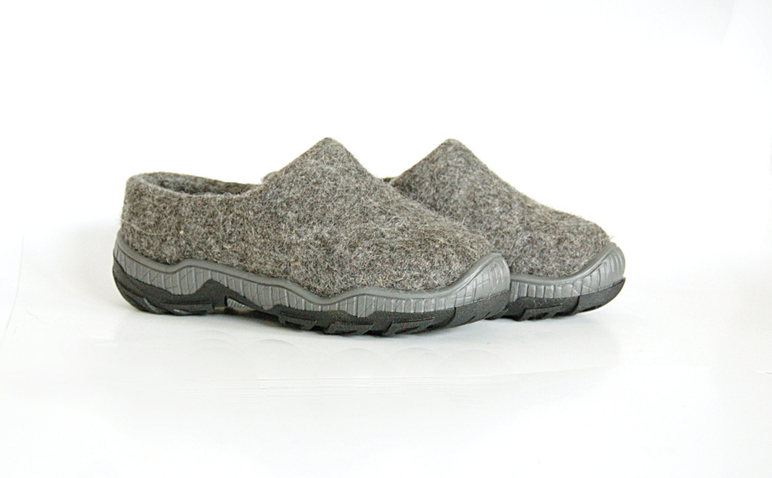 Grey Kids Clogs Rubbertoe Shoes From Natural Eco Wool - Etsy