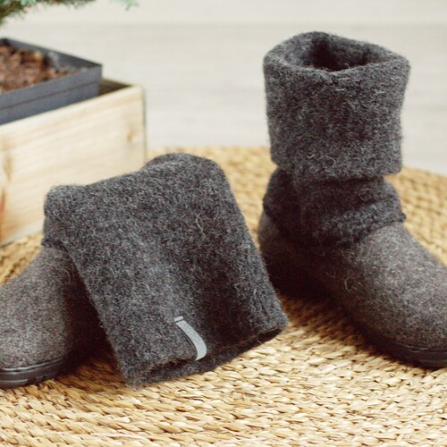 Wool Shoes for Women in Dark Gray With Rubber Soles - Etsy