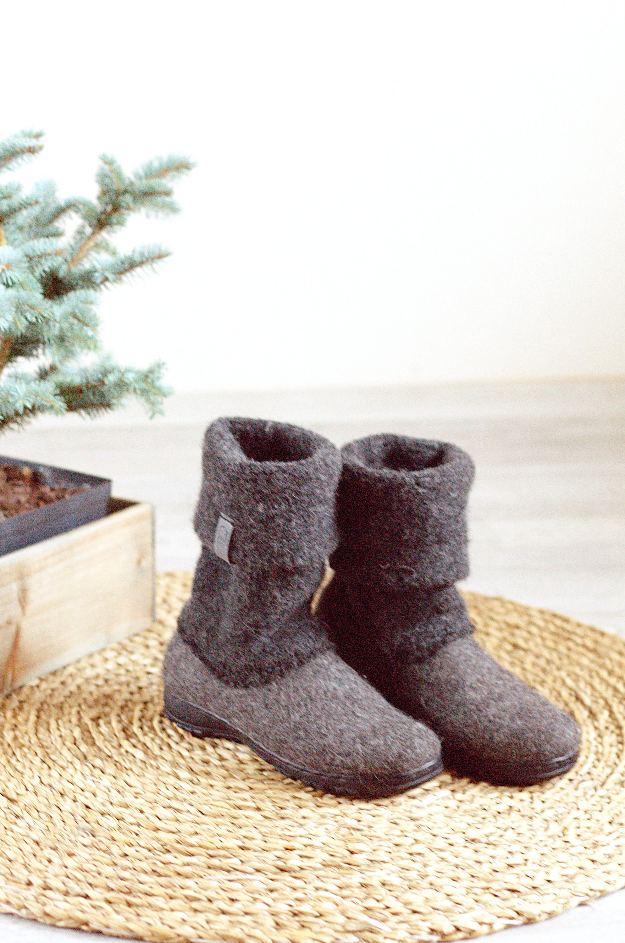 Boiled Wool Shoes From Organic Wool With Rubber Soles and - Etsy UK