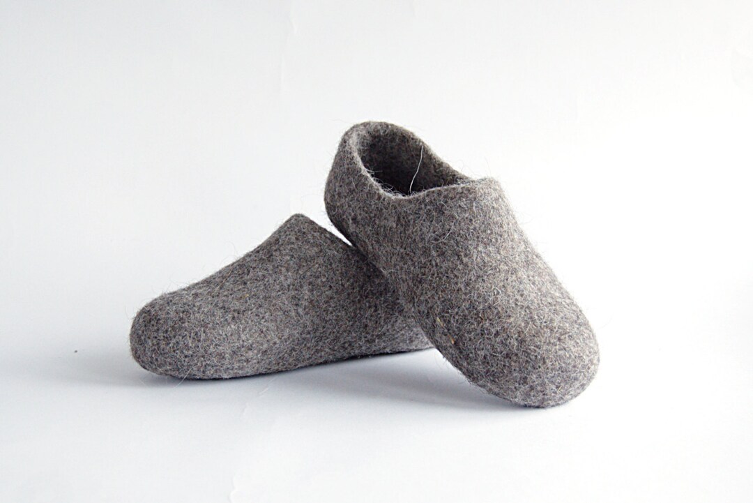 Children Felted Organic Wool Clogs Just Grey - Felted Kids Slippers ...