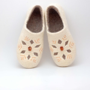Felted Wool Clogs Baltic Amber - Felt Slippers White Grey Gold ...