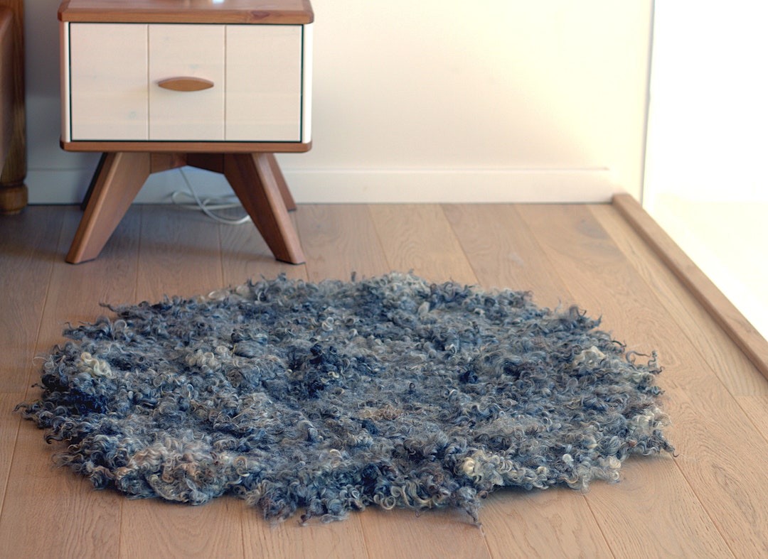 Handmade Gray Wool Rug: Organic Sheep Wool Locks, Wabi Sabi Decor - Etsy