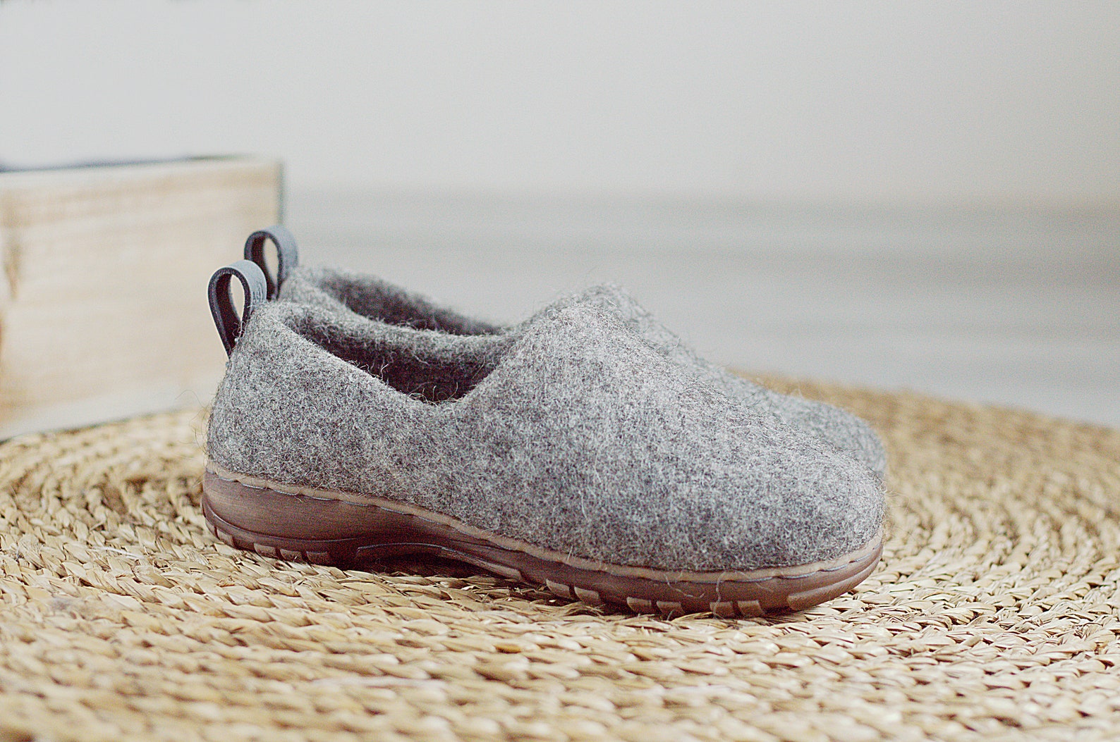 Felted Wool Clogs With Rubber Soles Natural Gray Organic | Etsy