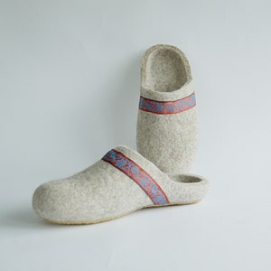 Handmade Eco Friendly Felted Slippers From Natural Wool - Beige With ...