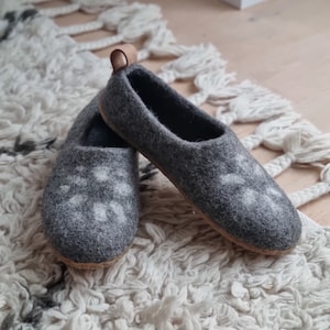 Felted Wool Clogs Grey Lithuanian Star - Handmade Organic Wool Felt ...