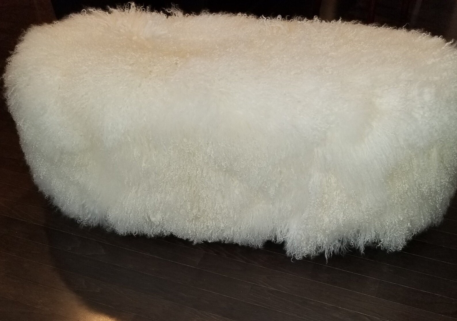 Oval Fur Ottoman Mongolian Lamb Sheepskin Fur Private - Etsy