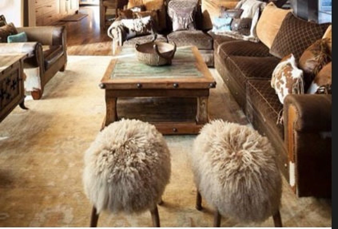 Mongolian Lamb Stool Ottoman - Etsy