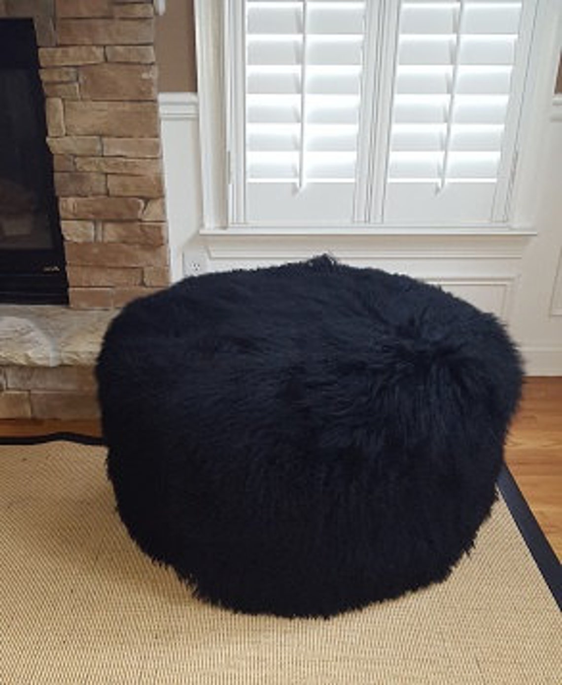 Round Ottoman Mongolian Lamb Bench Pouf Extra Large - Etsy