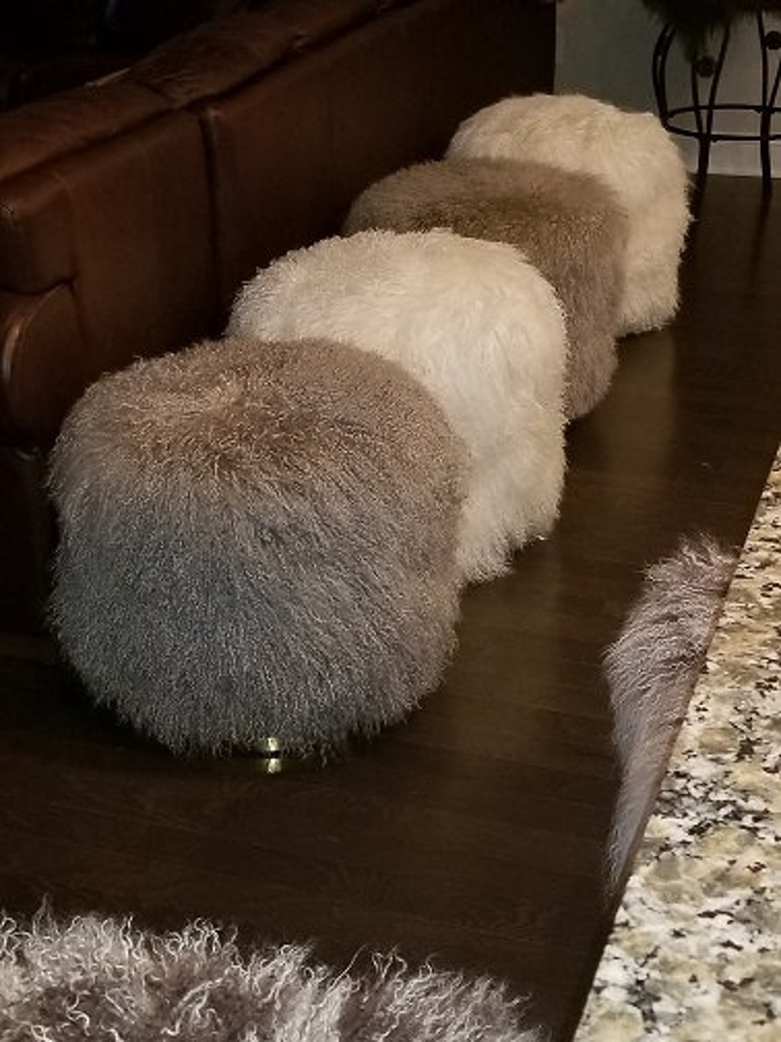Fur Stool Pouf Mongolian Sheepskin - Etsy