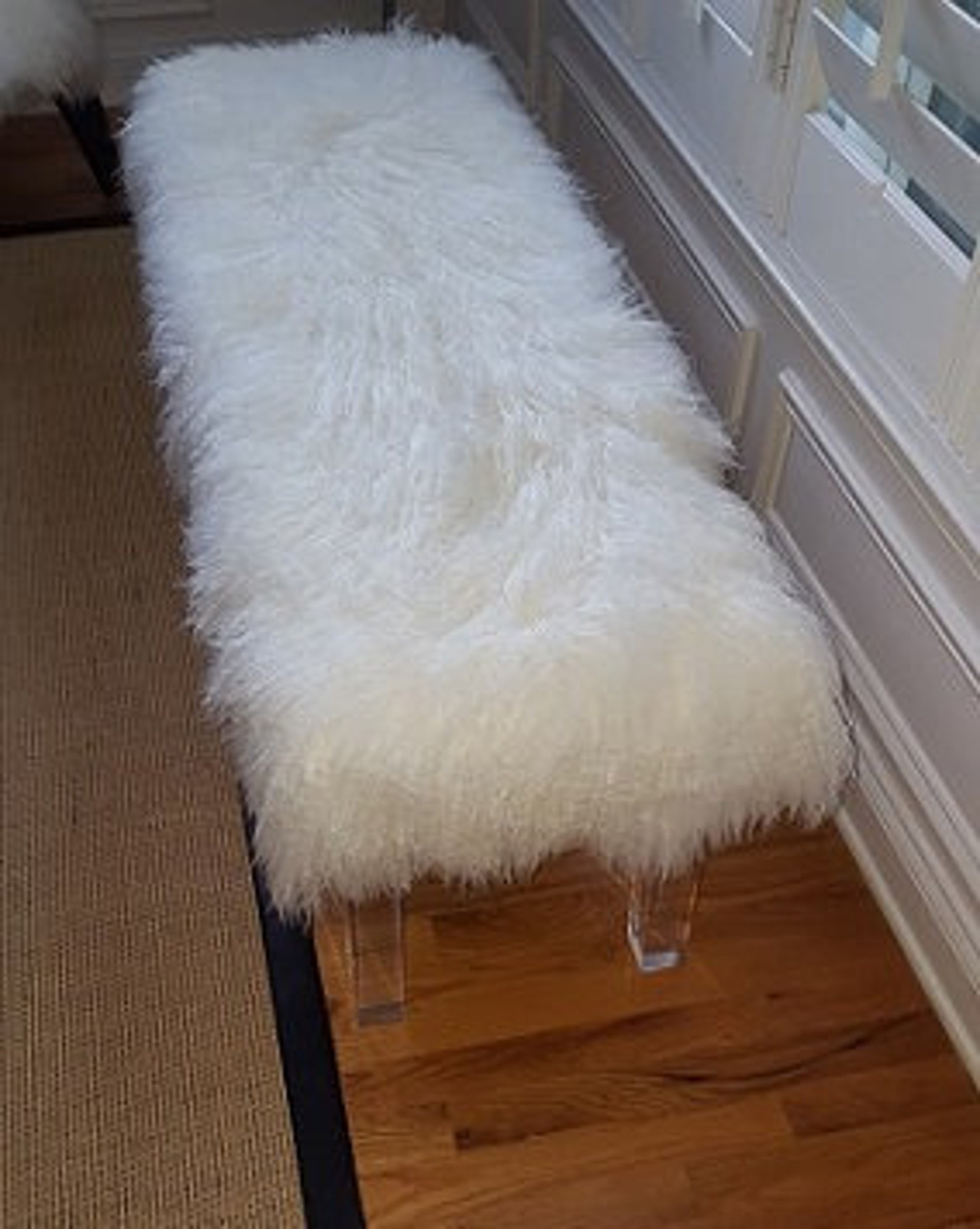 Mongolian Fur Bench Lucite Acrylic Stool Accent Furniture - Etsy
