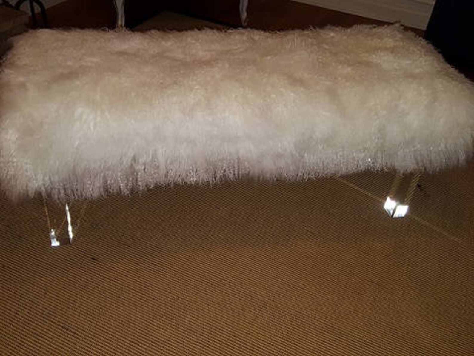 Mongolian Fur Bench, Lucite Acrylic Stool, Accent Furniture - Etsy