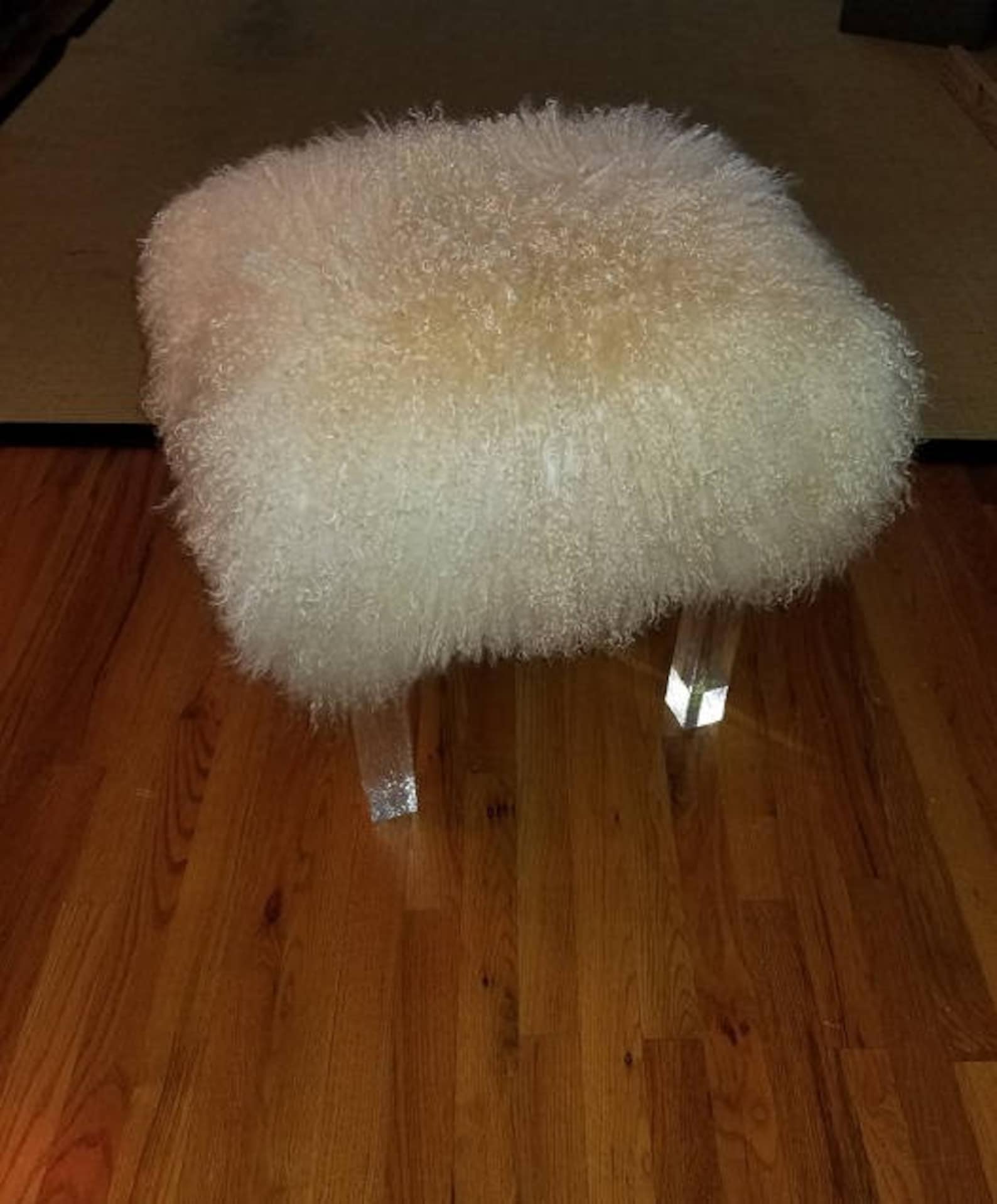 Mongolian Fur Bench, Lucite Acrylic Stool, Accent Furniture - Etsy