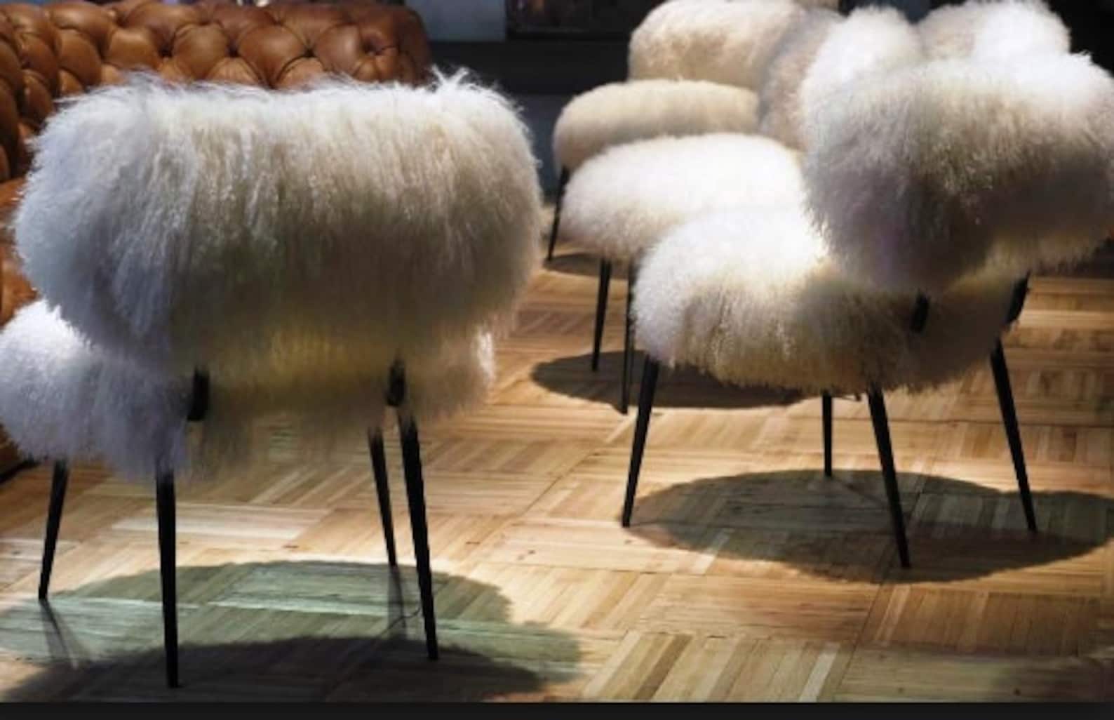 Mongolian Lamb Chair Black Legs | Etsy