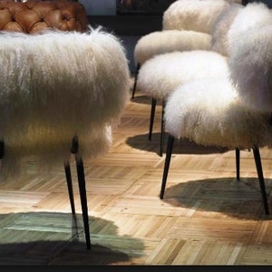 Mongolian Lamb Chair Black Legs - Etsy