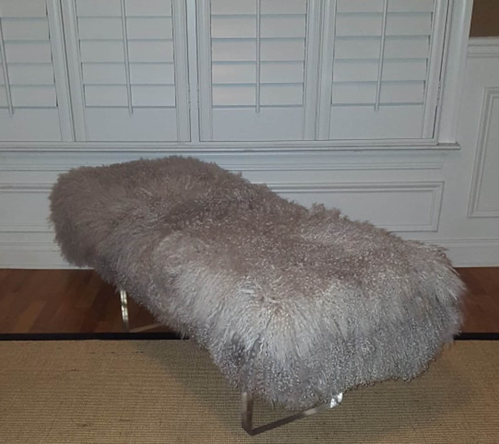 Fur Bench Lucite Acrylic Legs Trending Mongolian Sheepskin Fur - Etsy