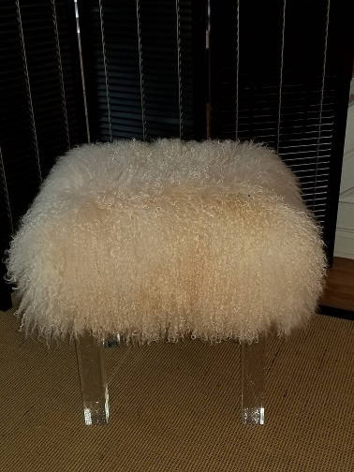 Mongolian Fur Bench Lucite Acrylic Stool Accent Furniture - Etsy