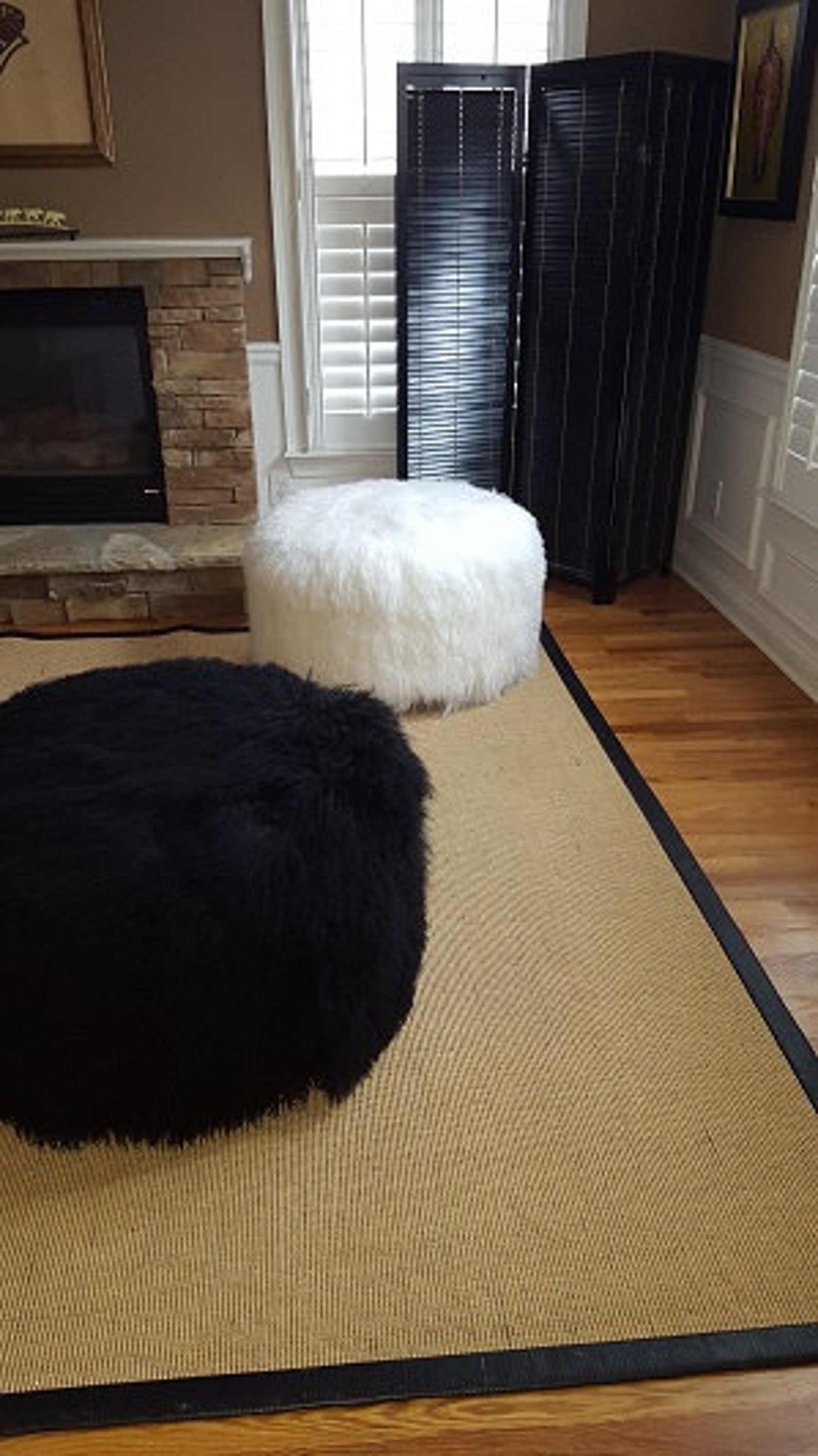 Round Ottoman Mongolian Lamb Bench Pouf Extra Large - Etsy