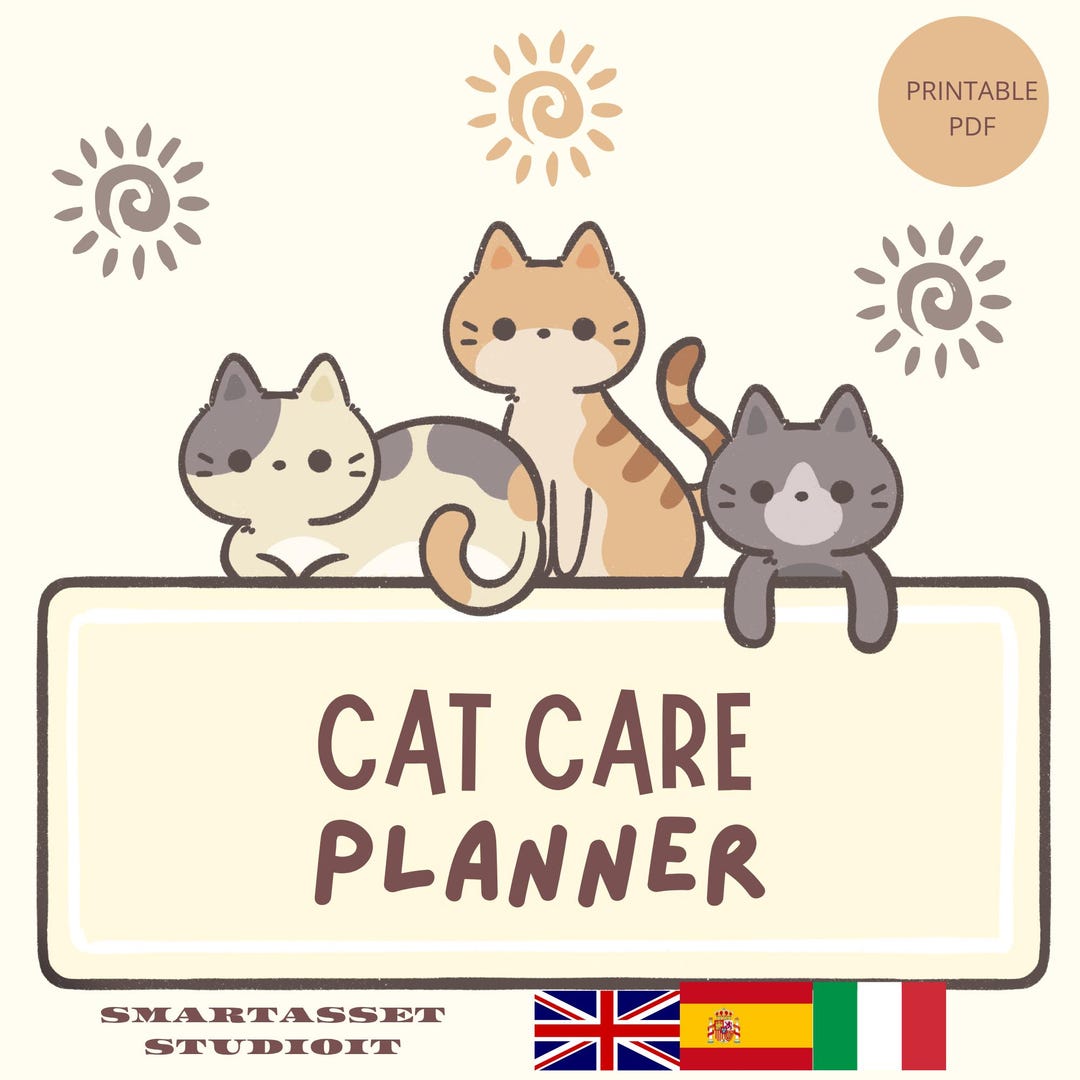 Multilingual Cat Planner PDF - Cat Health Diary and Cat Sitter Guide ...