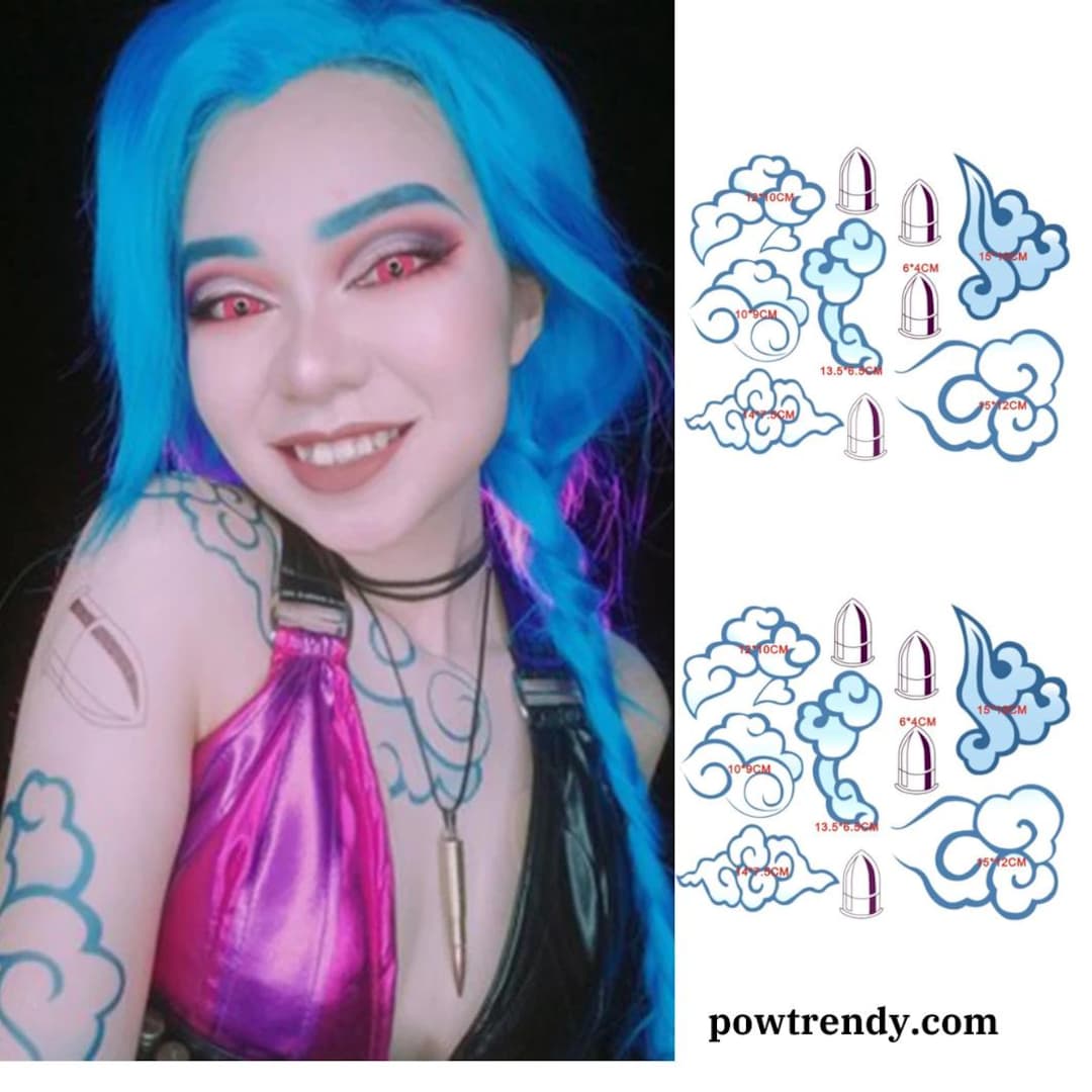 Temporary Tattoos Set for Jinx Arcane Cosplay Prop Body Tattoo Sticker ...