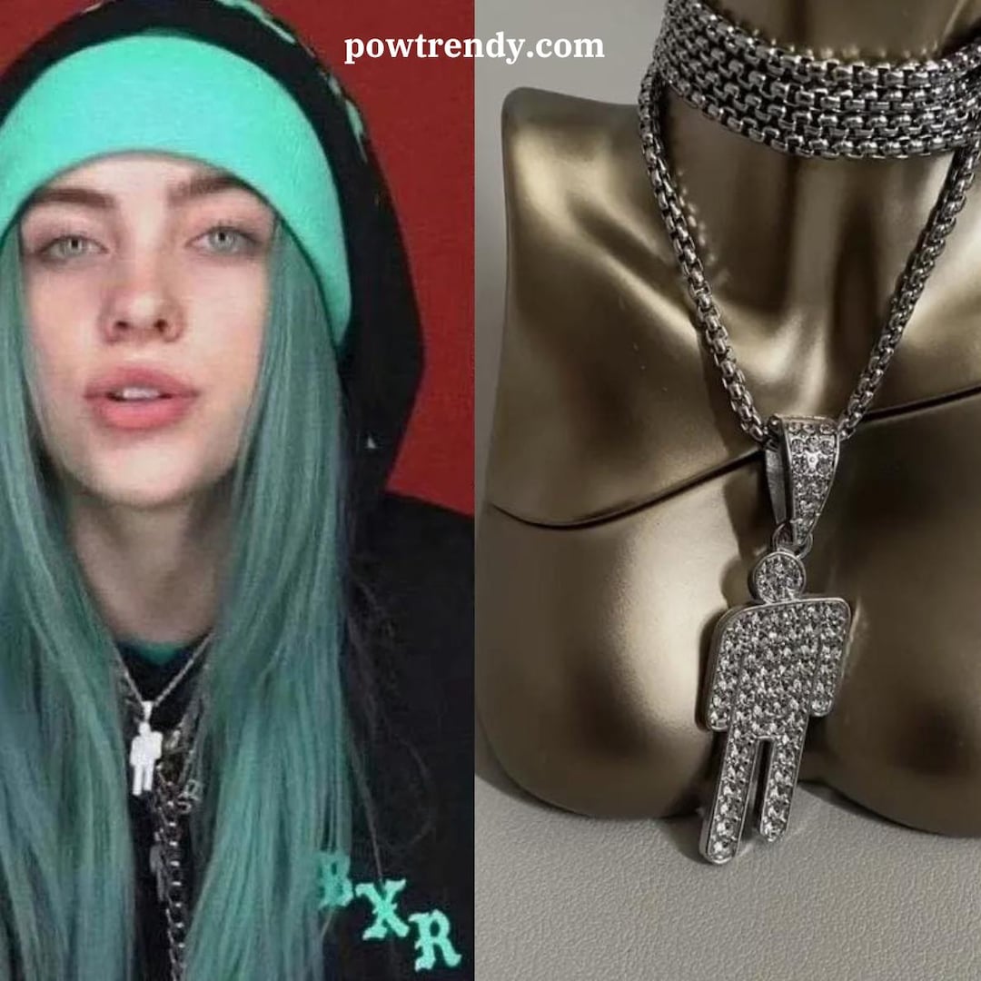 BILLIE EILISH BLOHSH Rhinestone Necklace Silver Gold, Billie Eilish Hit ...