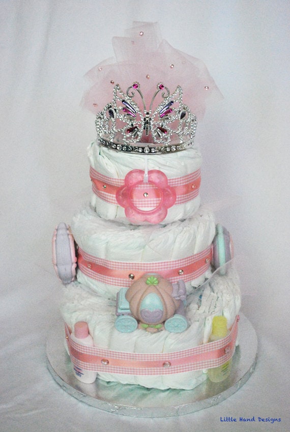 Items similar to Diaper Cake: Pink Princess Diaper Cake (Baby Girl) on Etsy