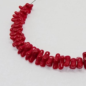 Coral Shape Beads 4mm 50 Pressed Branch Czech Glass Opaque Red Beads ...