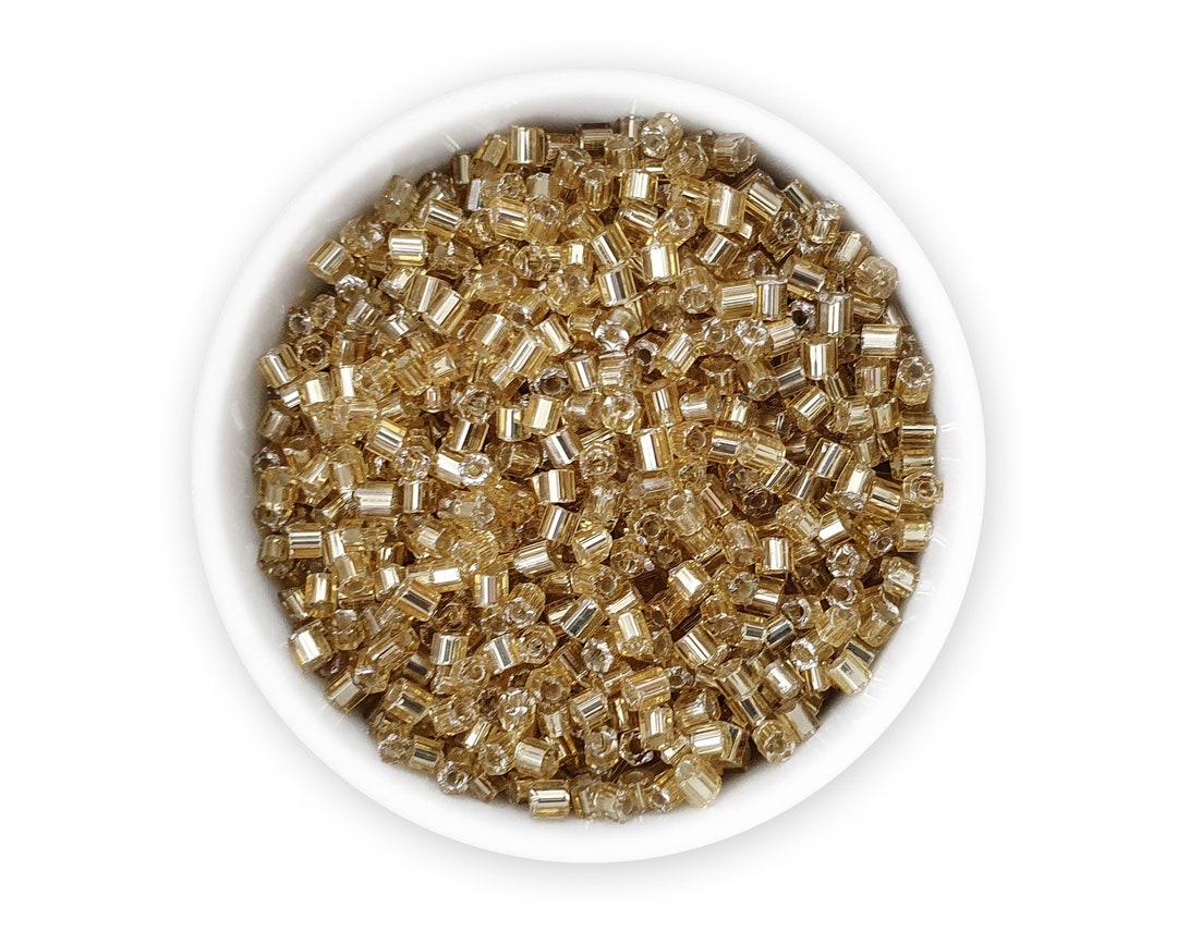 2-cut 20g 2mm Czech Seed Beads Two Cut 2cut Pale Yellow Gold NR SILK-04 ...