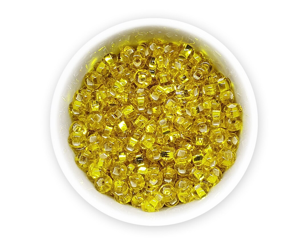4mm Small Spacers Pony Seed Beads 6/0 20g Lemon Yellow Silver Lined ...