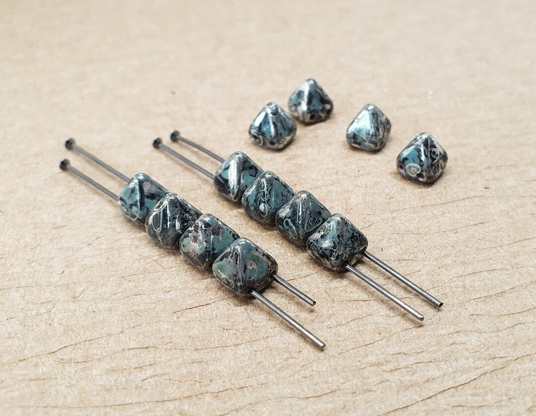 2-hole Pyramid Beads 6mm 25pc Black Picasso Opaque Czechbeads - Etsy